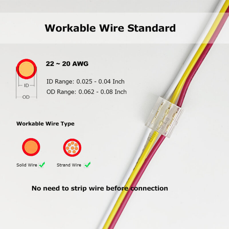 Low Voltage Wire Connectors 3 Pin, Quick Splice Joints 22-20 awg